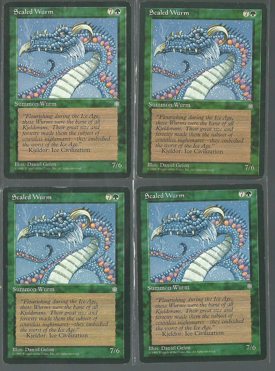 Scaled Wurm x4 Good Ice Age Magic the Gathering