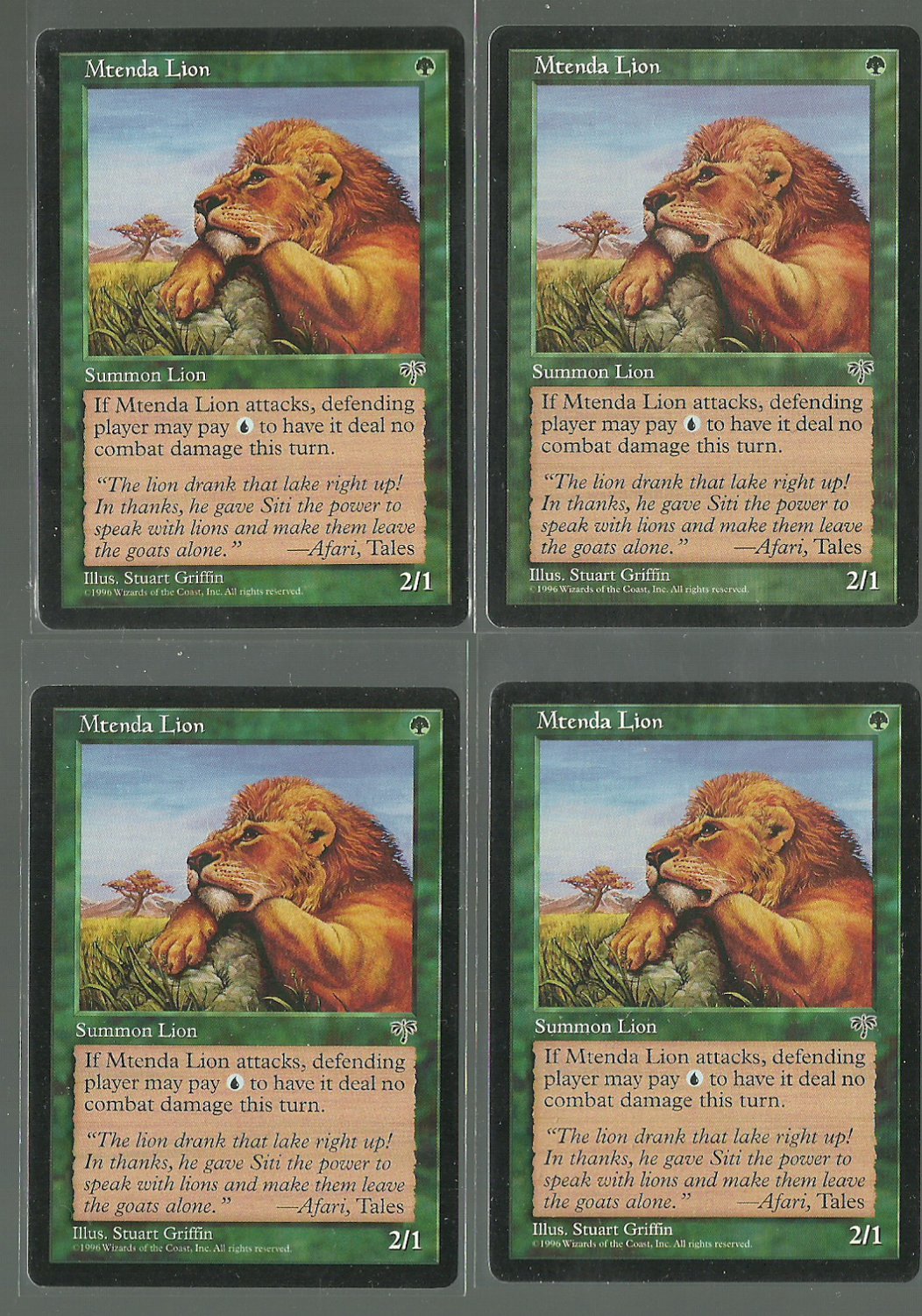 Mtenda Lion x4 - NM - Mirage - Magic the Gathering