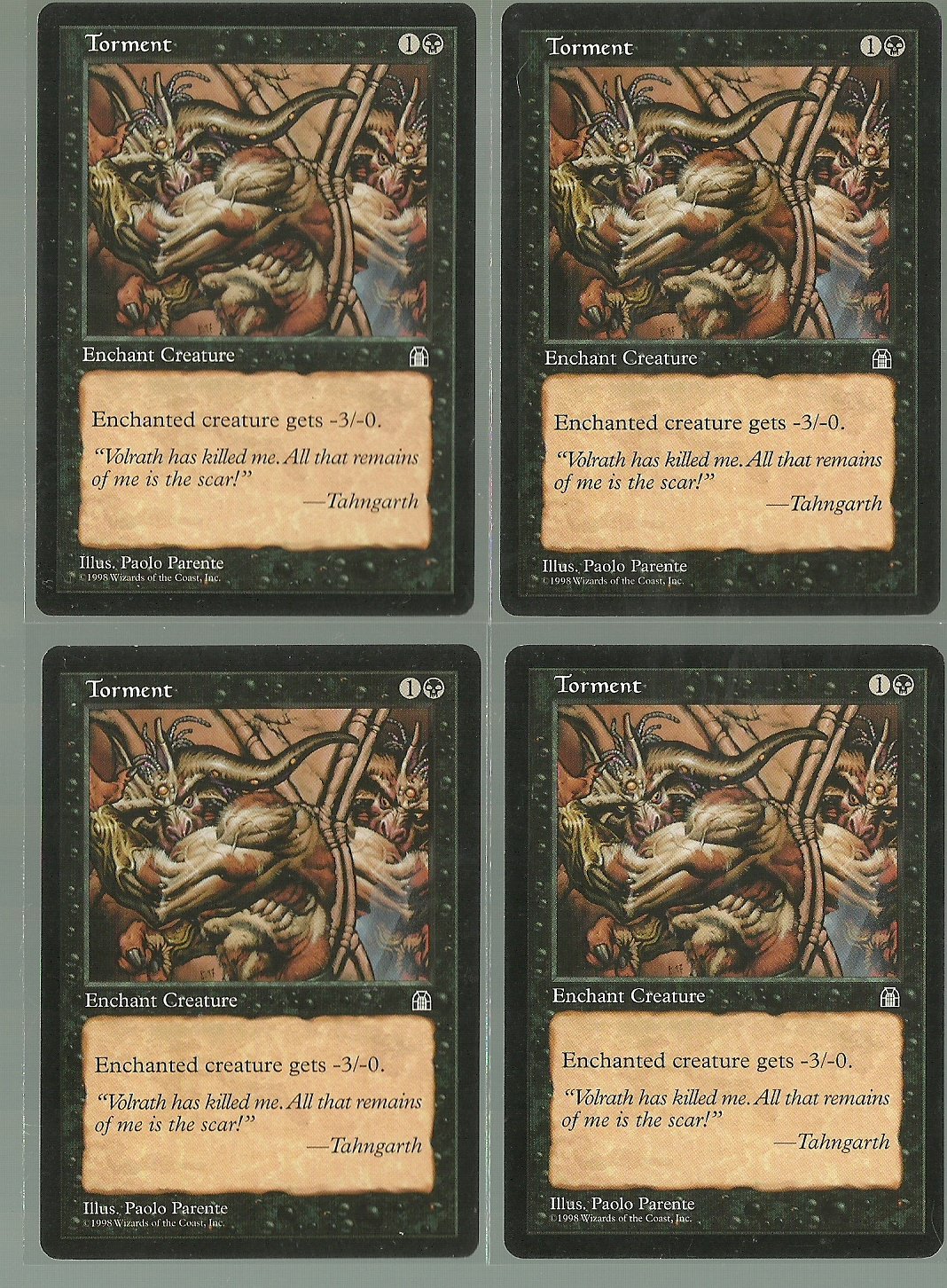 Torment x4 NM Stronghold Magic the Gathering