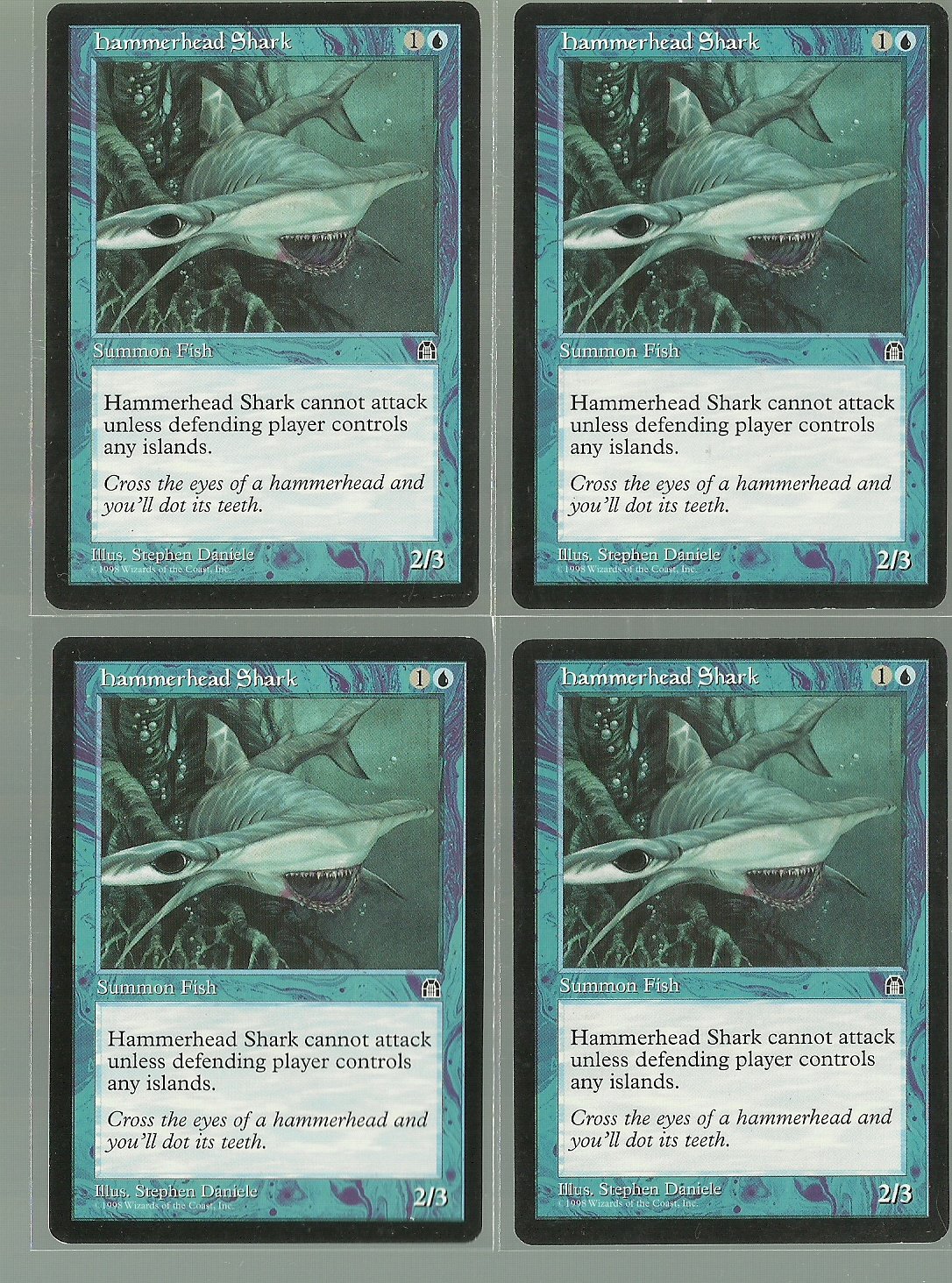 Hammerhead Shark x4 NM Stronghold Magic the Gathering