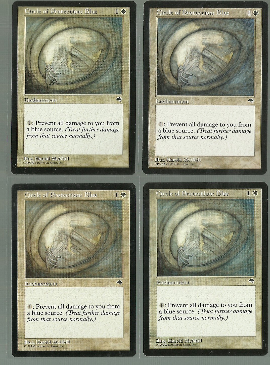 Circle of Protection Blue x4 NM Tempest Magic the Gathering