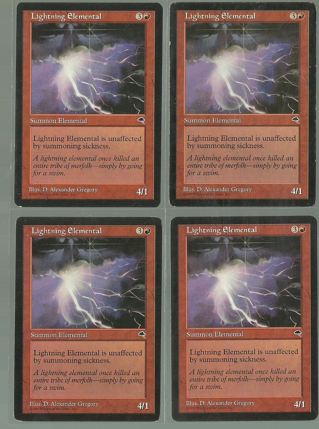 Lightning Elemental x4 NM Tempest Magic the Gathering