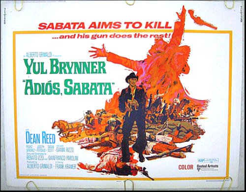 ADIOS SABATA / INDIGO BLACK ~ '71 Half-Sheet Western Movie Poster ~ YUL ...