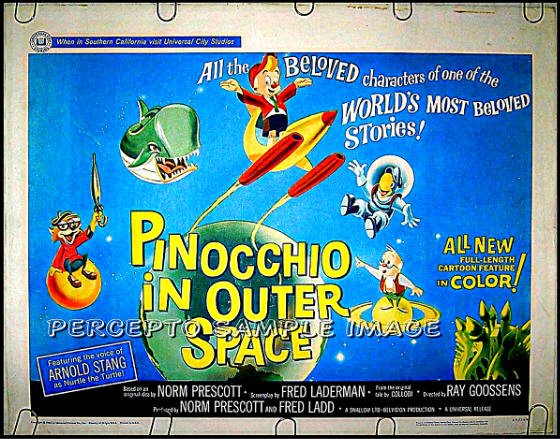 PINOCCHIO IN OUTER SPACE - Rare '69 Half-Sheet Cartoon Movie Poster ...