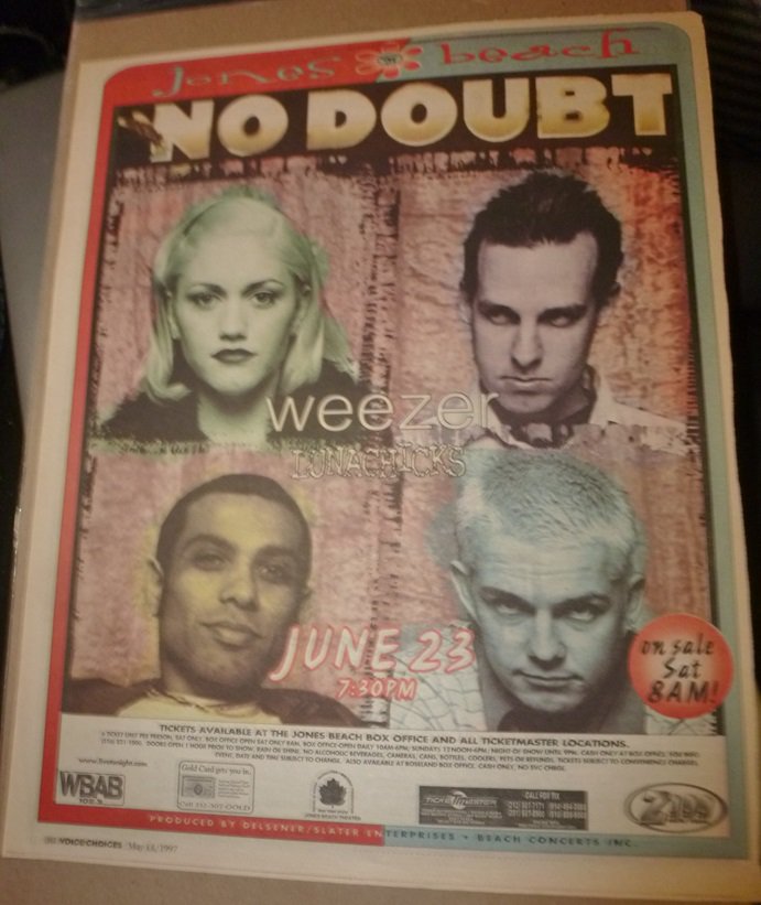 No Doubt Weezer 1997 MSG NYC Newspaper Concert Poster AD