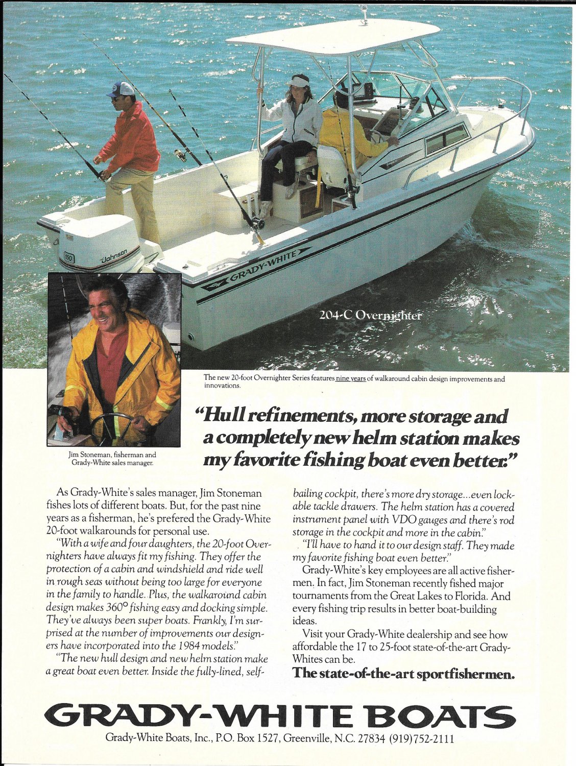 1984 Grady- White Boats Color Ad- The 204- C Overnighter