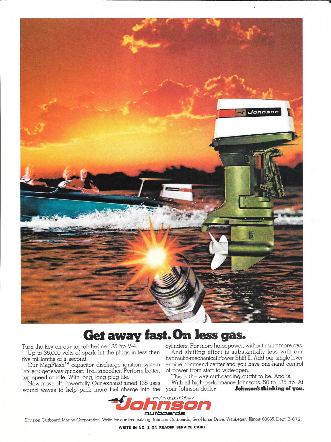 1973 Johnson Outboards Color Ad- 135 HP. V-4 Outboard Motor