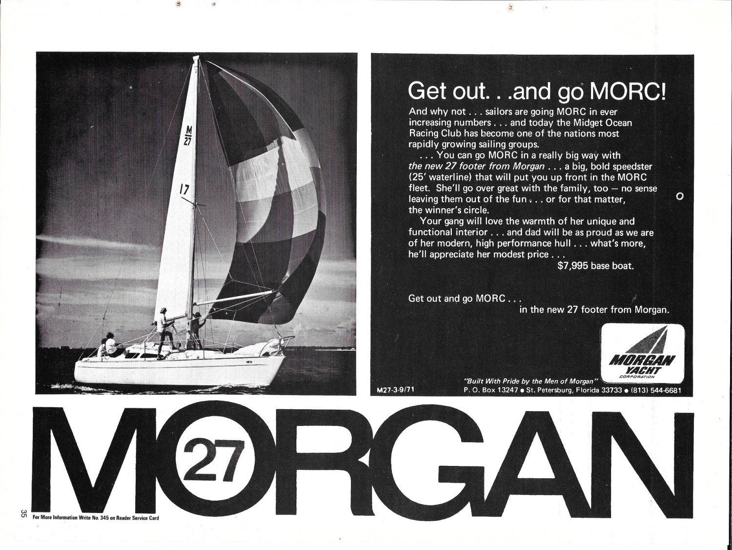 1971 Morgan 27 Yacht Ad- Nice Photo