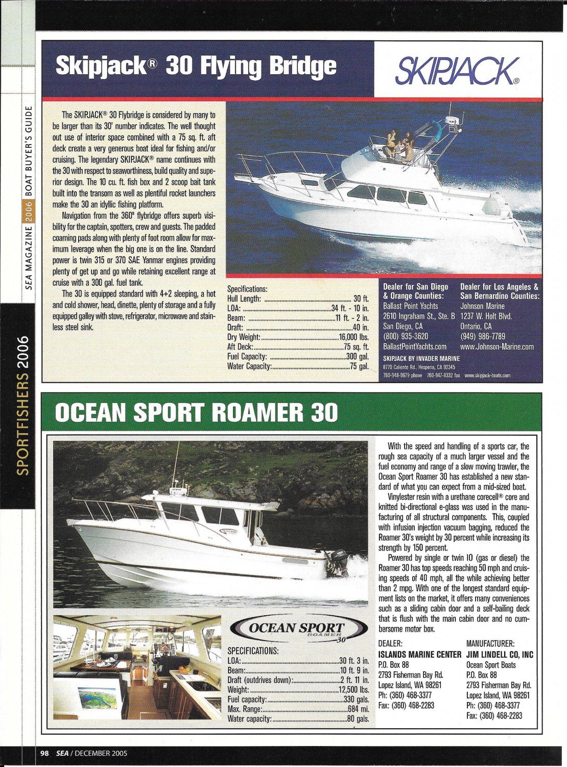 2006 Skipjack 30 & Ocean Sport Roamer 30 New Yachts Reviews & Specs ...