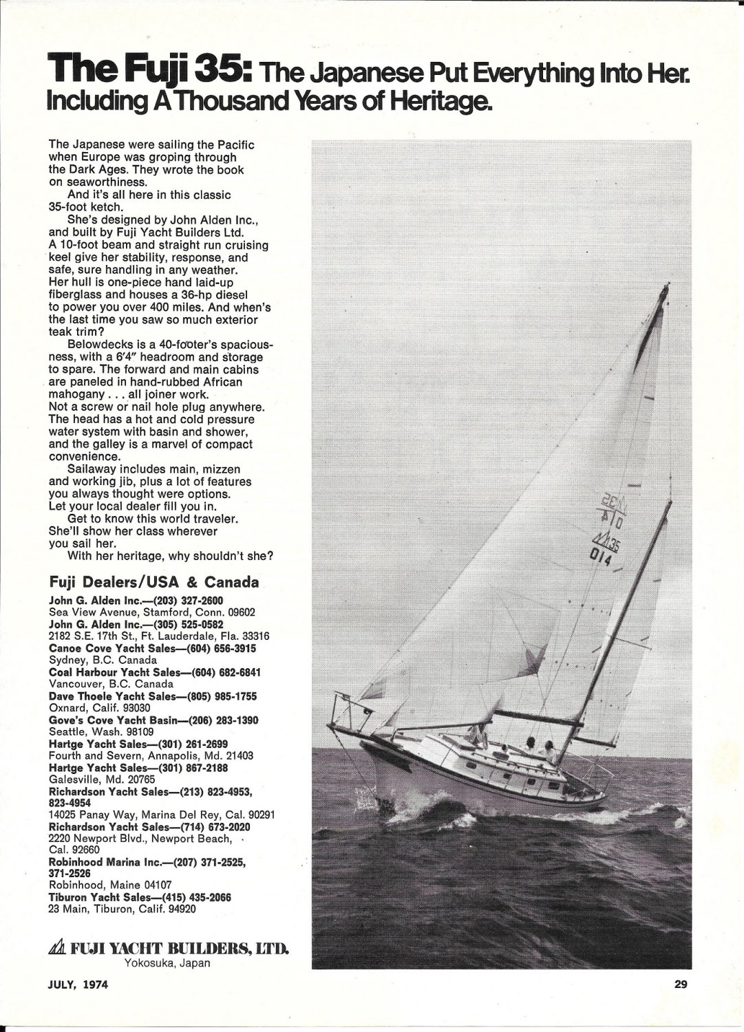 1974 Fuji 35 Yacht Ad- Nice Photo