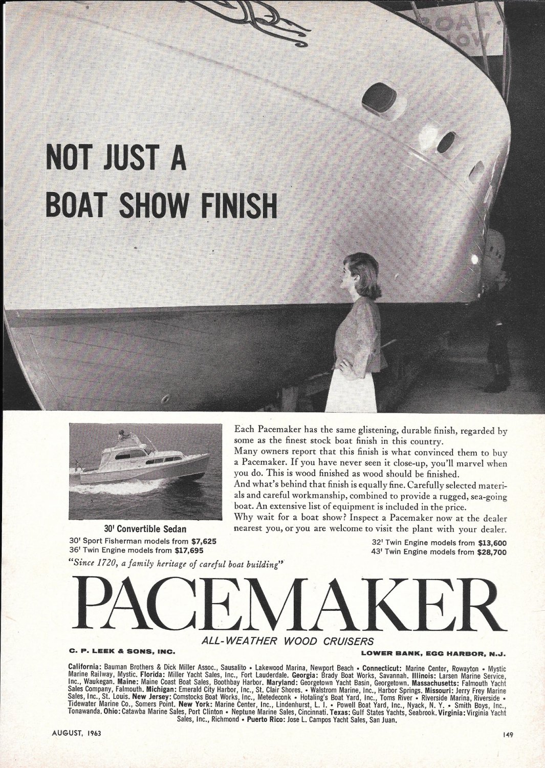 1963 Pacemaker 30' Convertible Sedan Yacht Ad- Photo