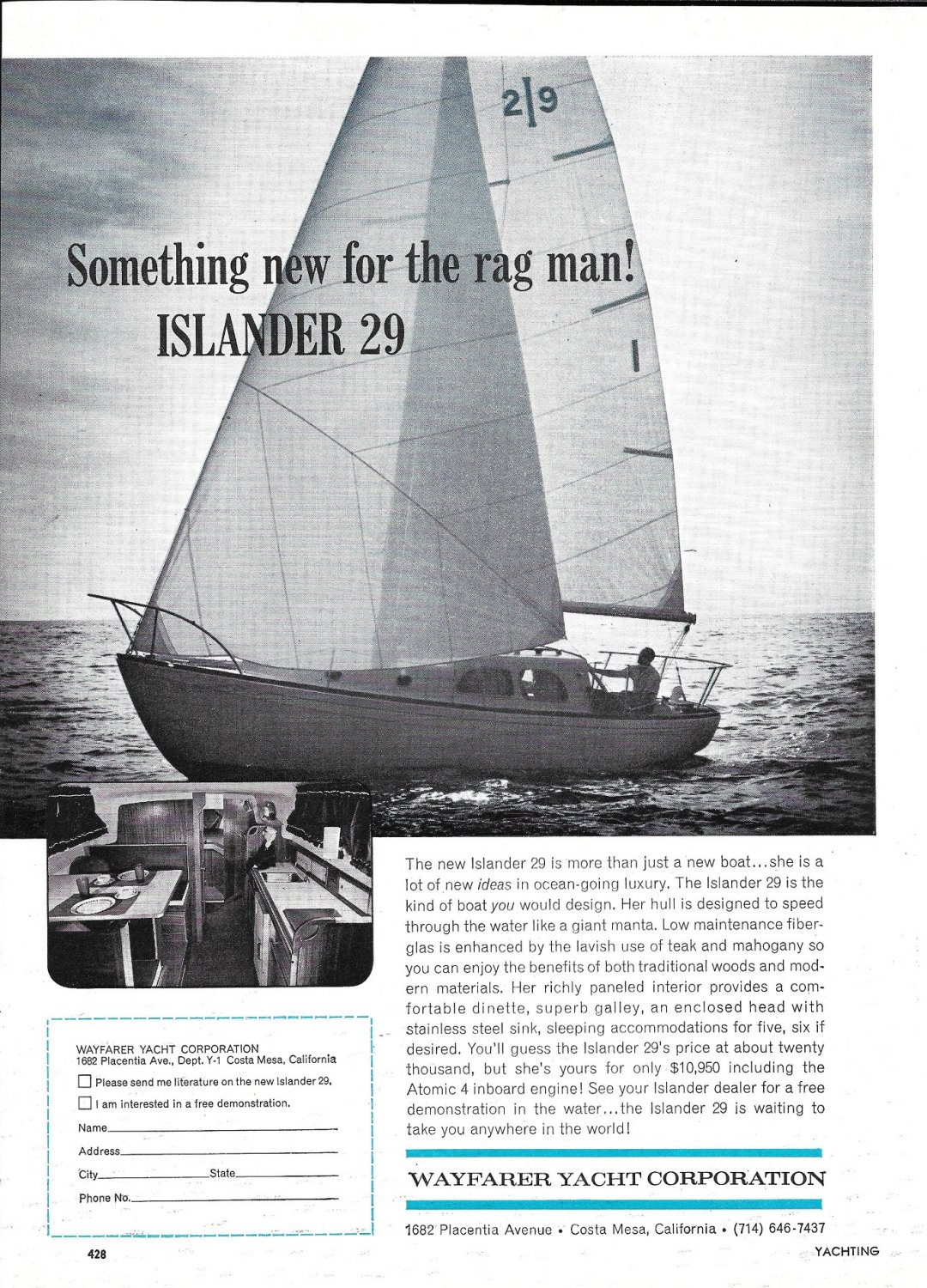 1966 Islander 29 Sailboat Ad- Nice Photo