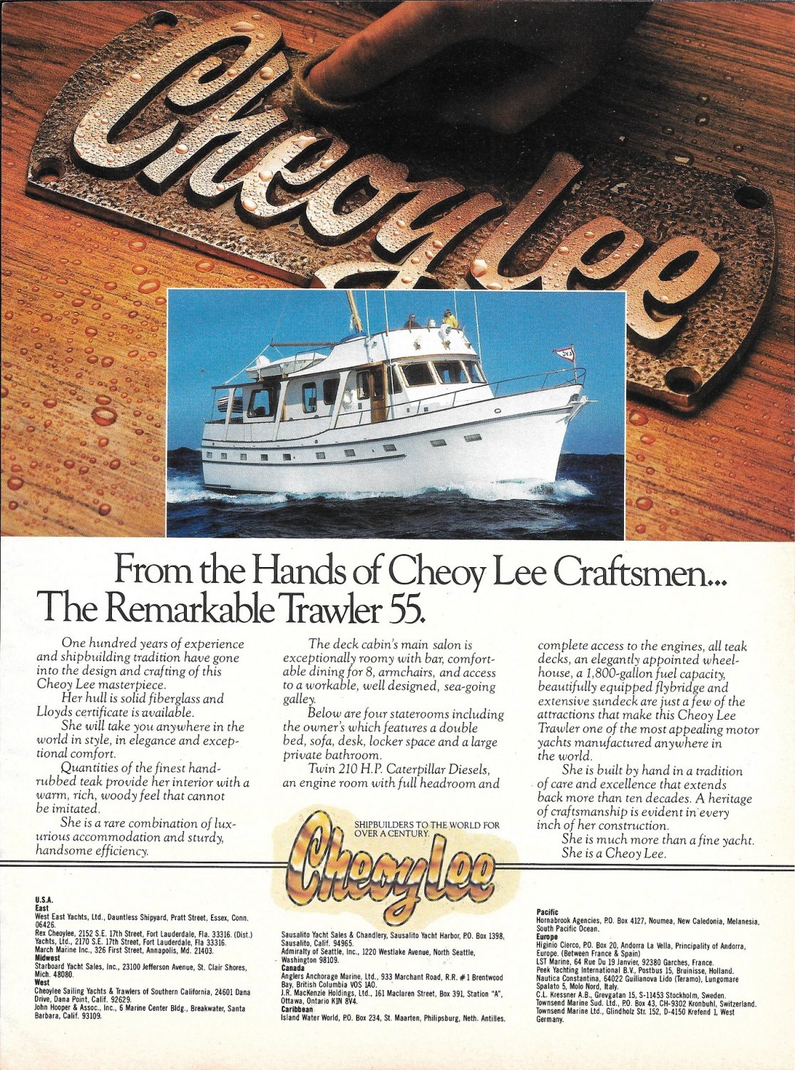 1980 Cheoy Lee Trawler 55 Boat Color Ad- Photo