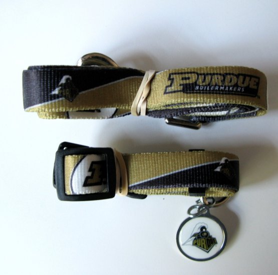 Purdue University Boilermakers Pet Dog Set Leash Collar ID Tag Small