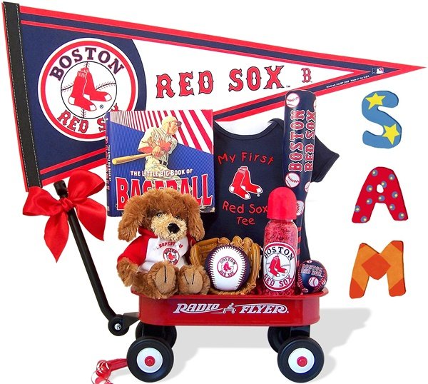 Boston Red Sox Baby Boy Radio Flyer Wagon Gift Assort.