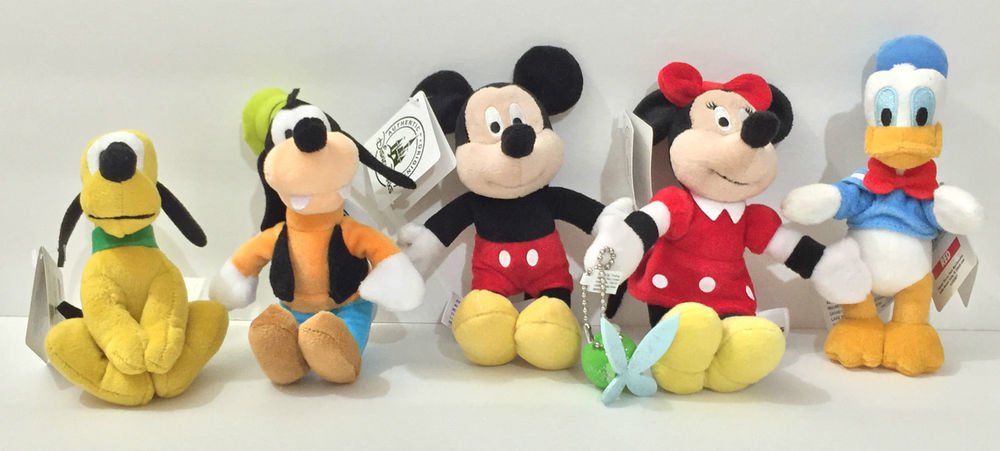 DISNEY PARKS MAGNETIC PLUSH DOLL SET FAB 5 MICKEY MINNIE DONALD PLUTO ...