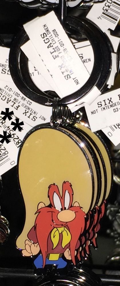 Six Flags Magic Mountain Looney Tunes Yosemite Sam Metal Keychain New