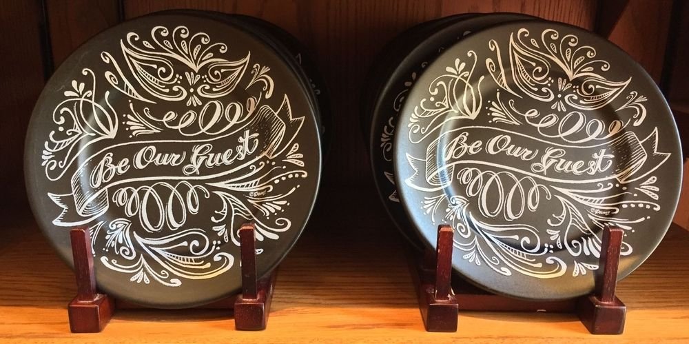 Disney Parks Beauty and The Beast Be Our Guest Dessert Plate New (Set of 2)