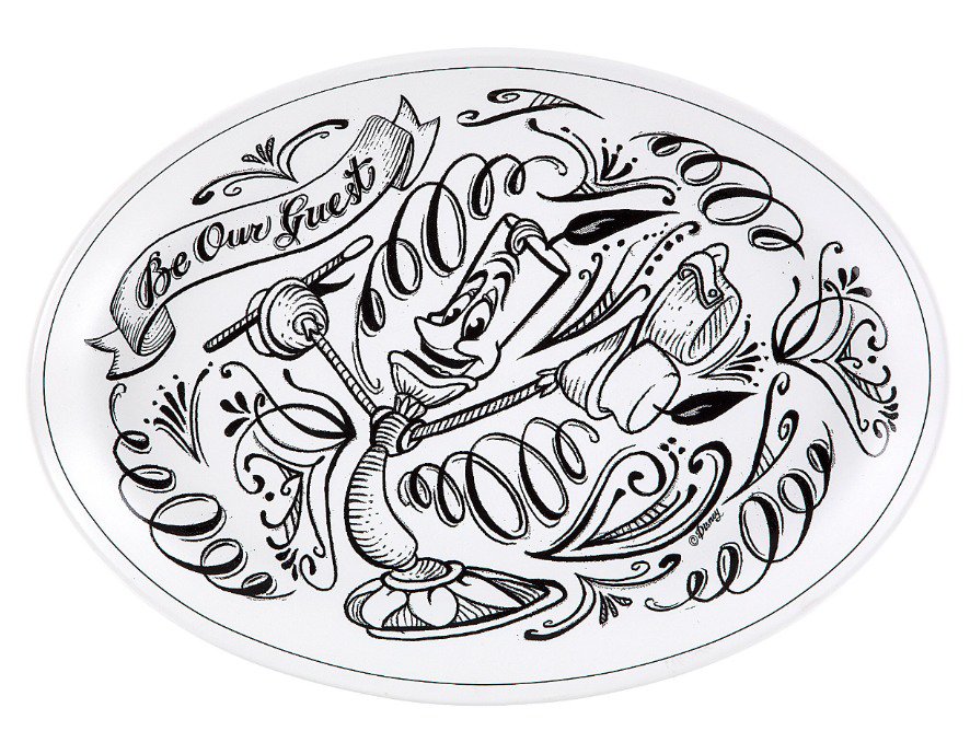 Disney Parks Chalkboard Be Our Guest Large Ceramic Serving Plate New