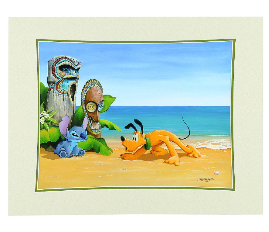 Disney Parks Pluto and Stitch Suspicious Tiki Deluxe Print by Doug ...