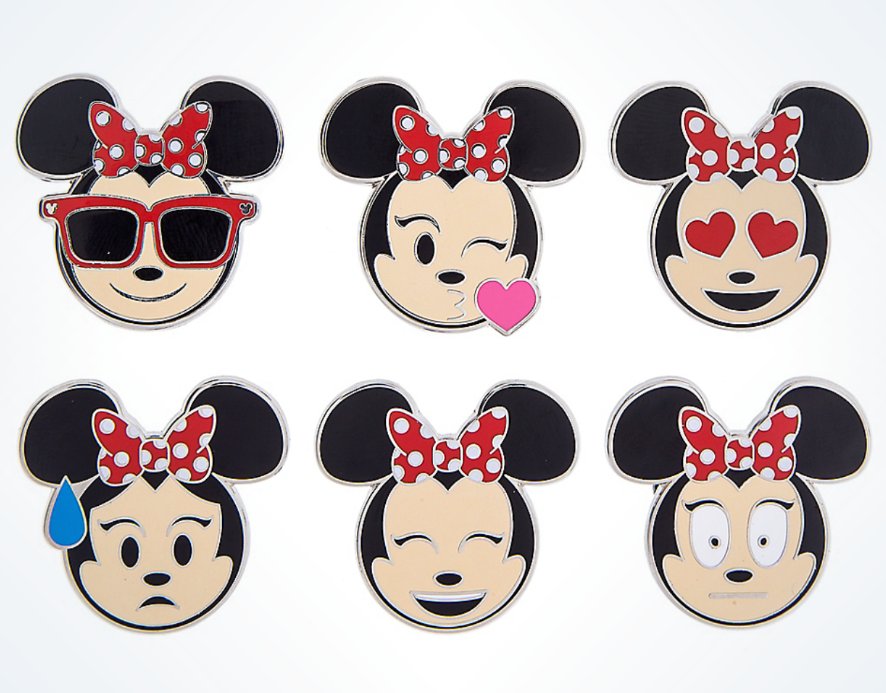 Disney Parks Exclusive Minnie Mouse Emoji Pin Set New Sealed