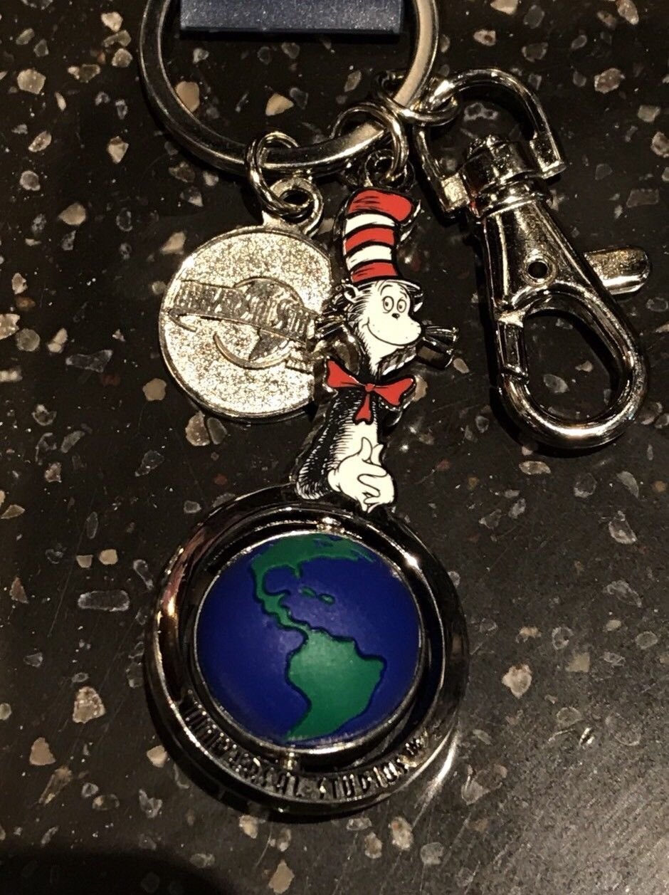 Universal Studios Cat In The Hat Spinning Globe Keychain New