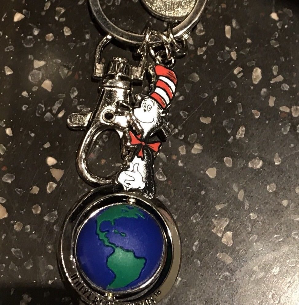 Universal Studios Cat In The Hat Spinning Globe Keychain New