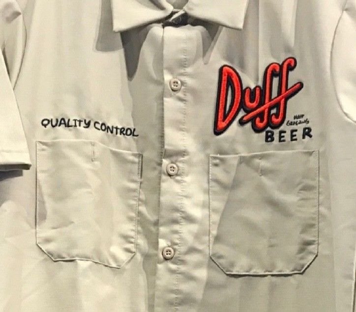 Universal Studios The Simpson Quality Control Duff Beer Work Shirt ...