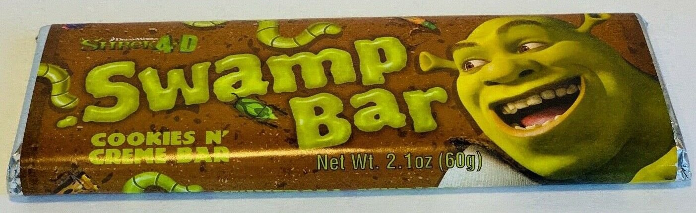 Universal Studios Shrek Cookies N' Creme Swamp Candy Bar (New & Fresh)
