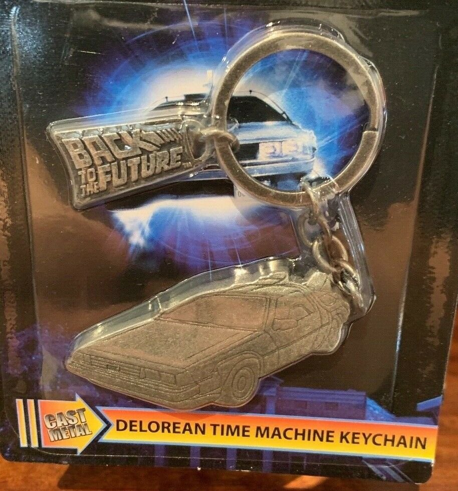 Universal Studios Back To The Future Cast Metal Delorean Metal Keychain New
