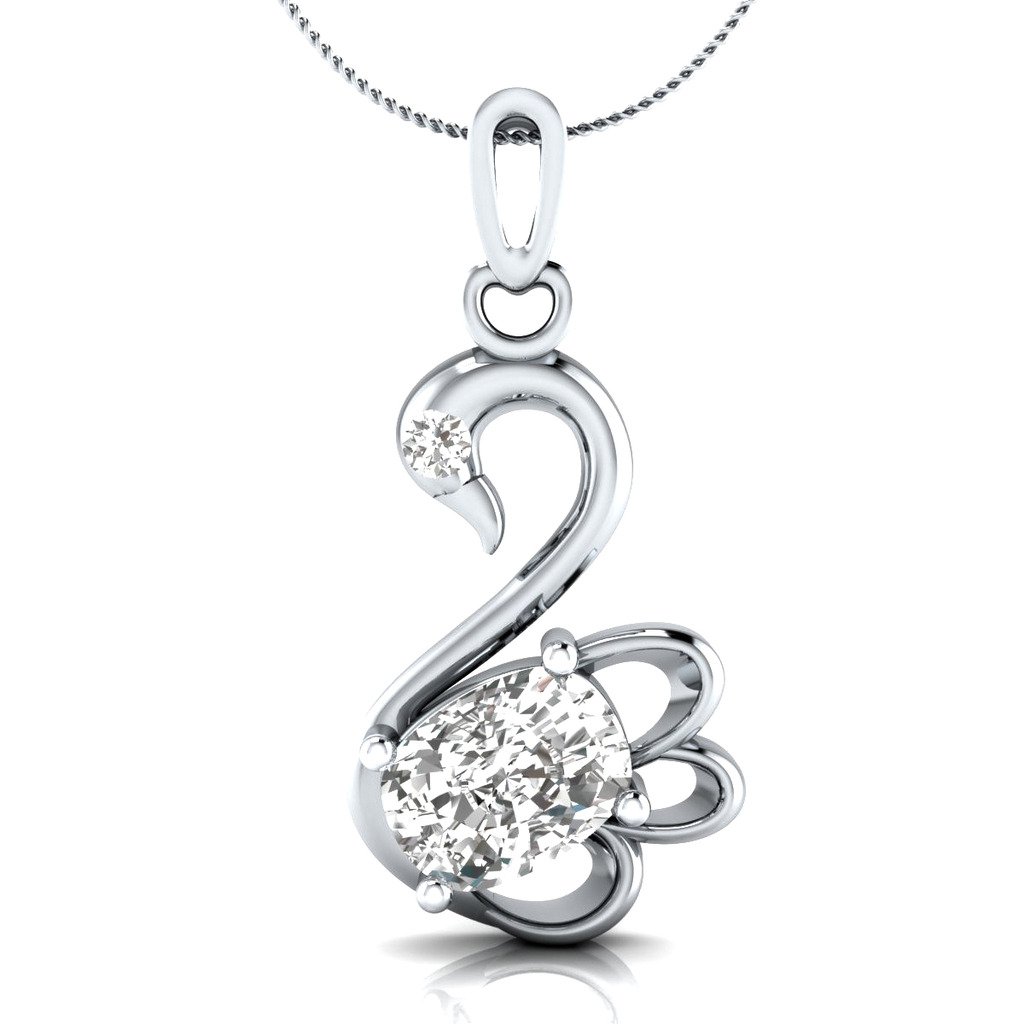 Swan Pendant w/ Chain in 1.24 ct Lab Created White Diamond 925 Sterling ...