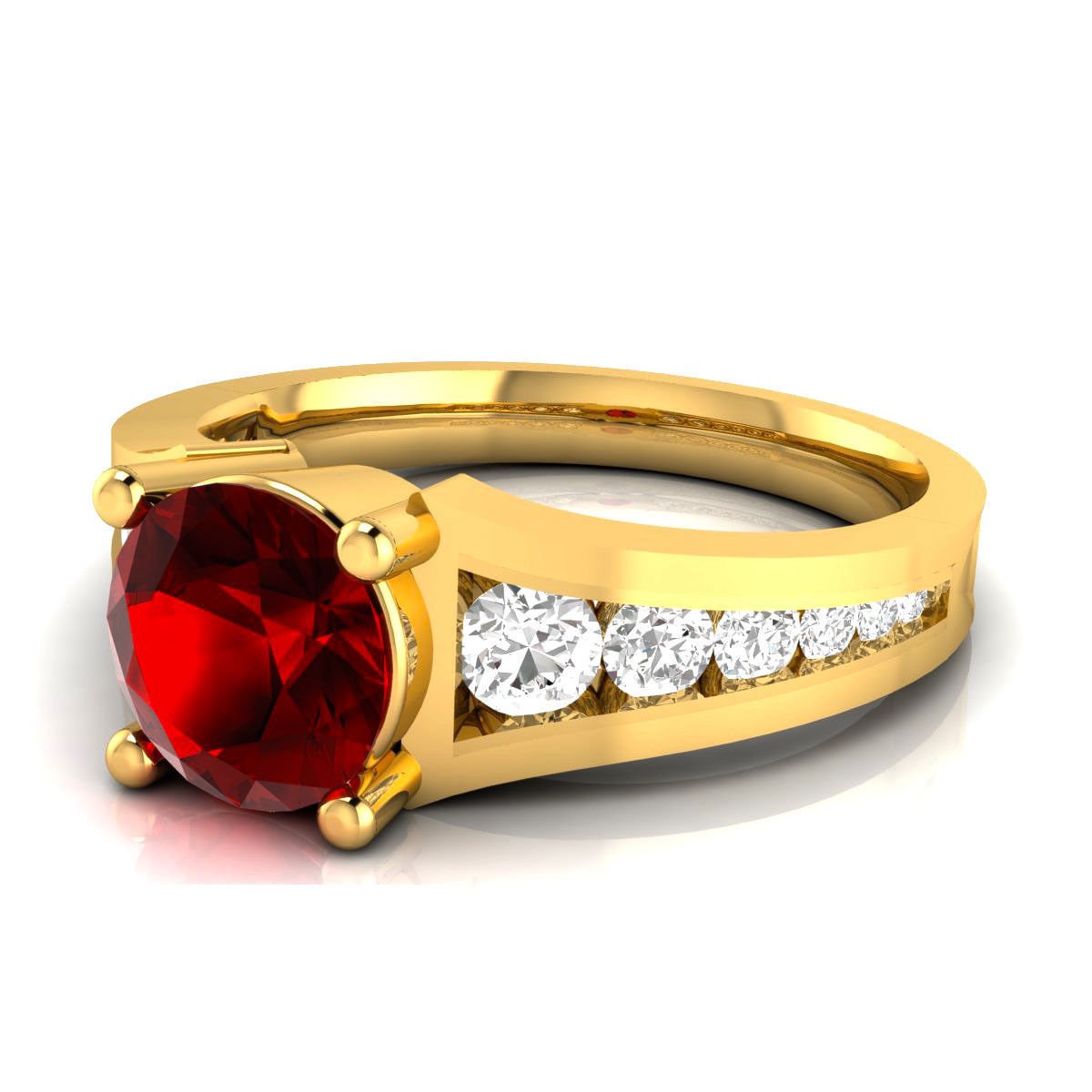 3.22 ct Round Ruby & Topaz 18k Yellow Gold Over Sterling Engagement ...