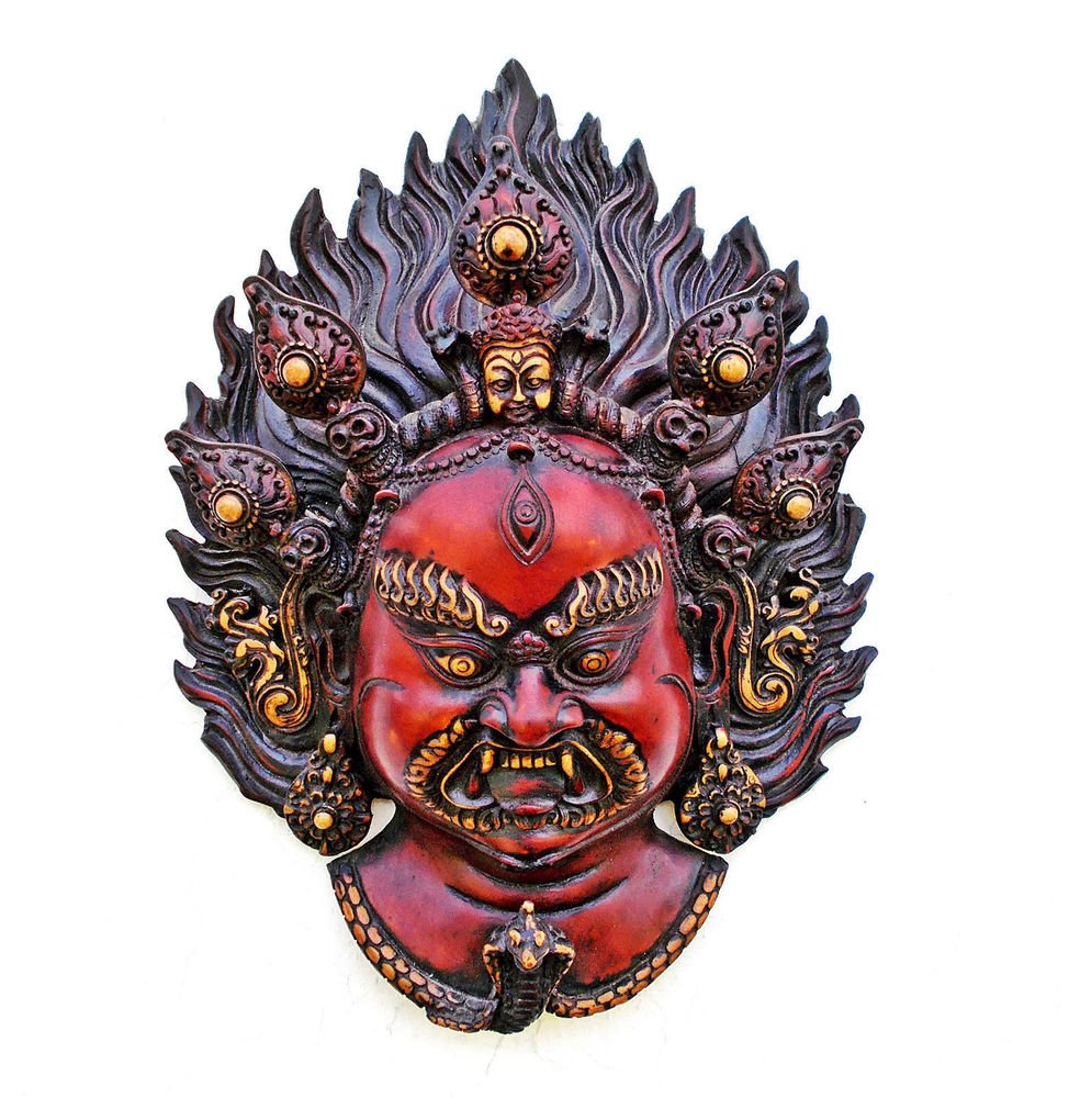 13" Old Vintage God Shiva Head MASK Hindu Buddha tibet wall hanging ...