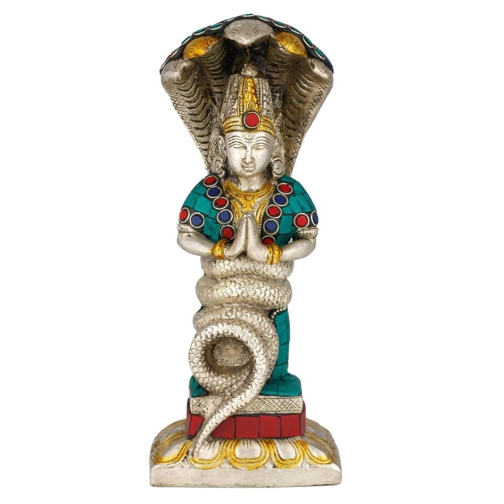 Patanjali Yoga Statue Serpent sculpture Meditating Hindu God Brass ...