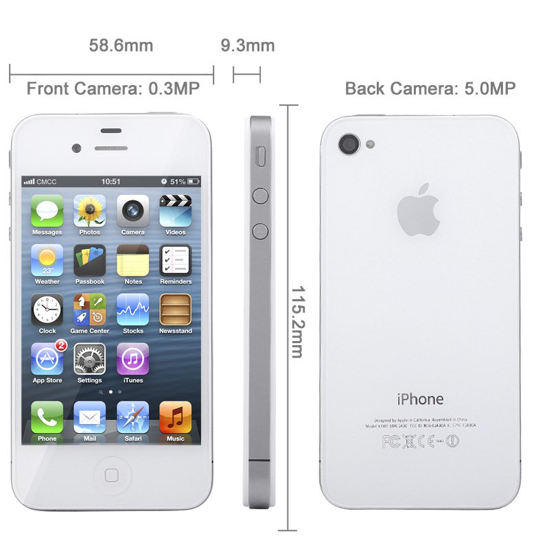 iPhone 4 Refurbished Original Unlock Apple iPhone 4 Model A1332 16GB ...