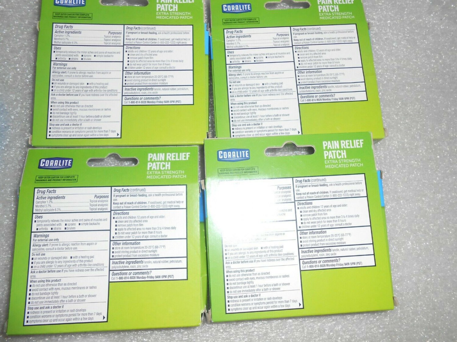 lot of 4 boxes Coralite Extra Strength Medicated Pain Relief Patch (20 ...