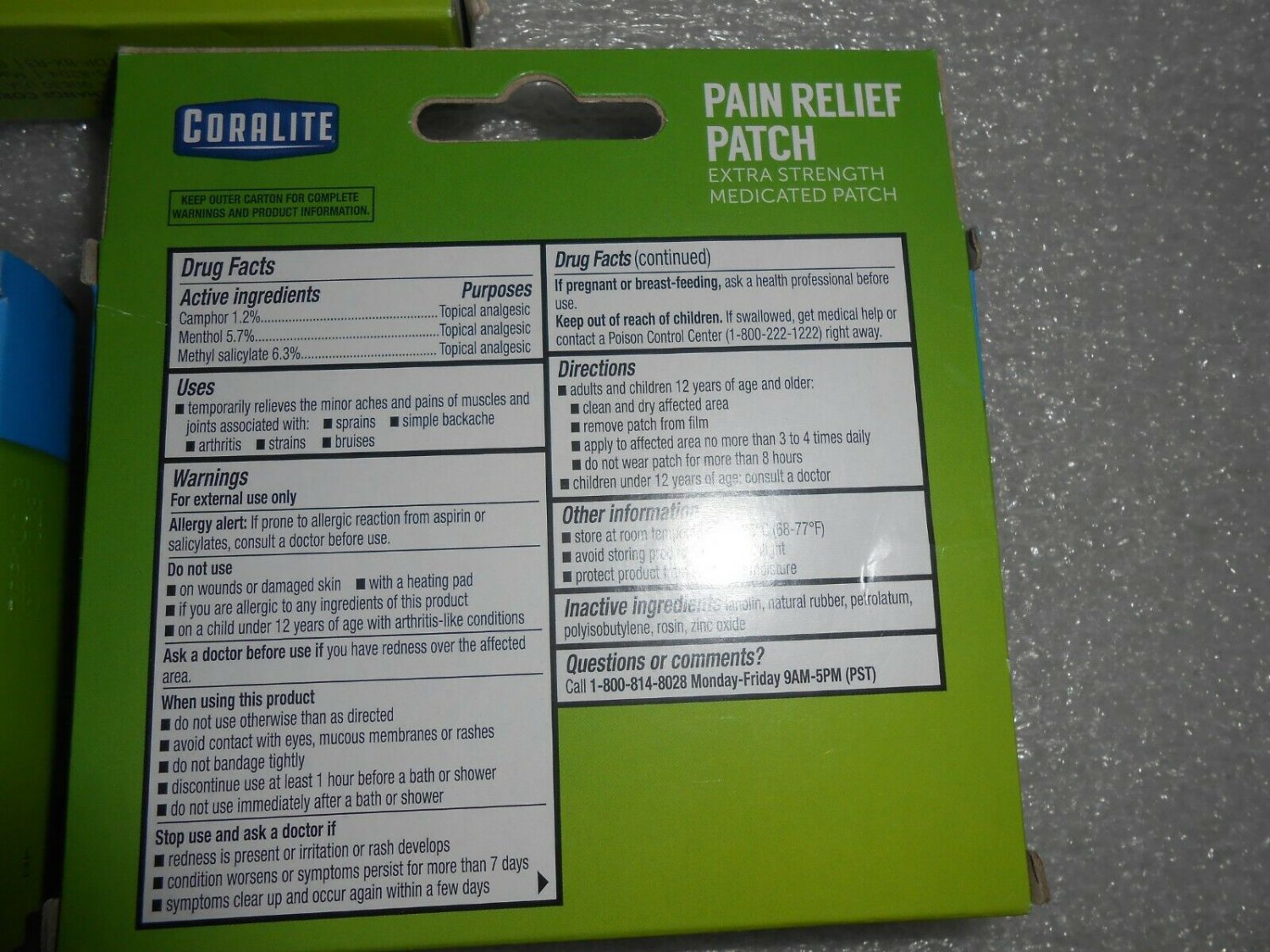 lot of 4 boxes Coralite Extra Strength Medicated Pain Relief Patch (20 ...