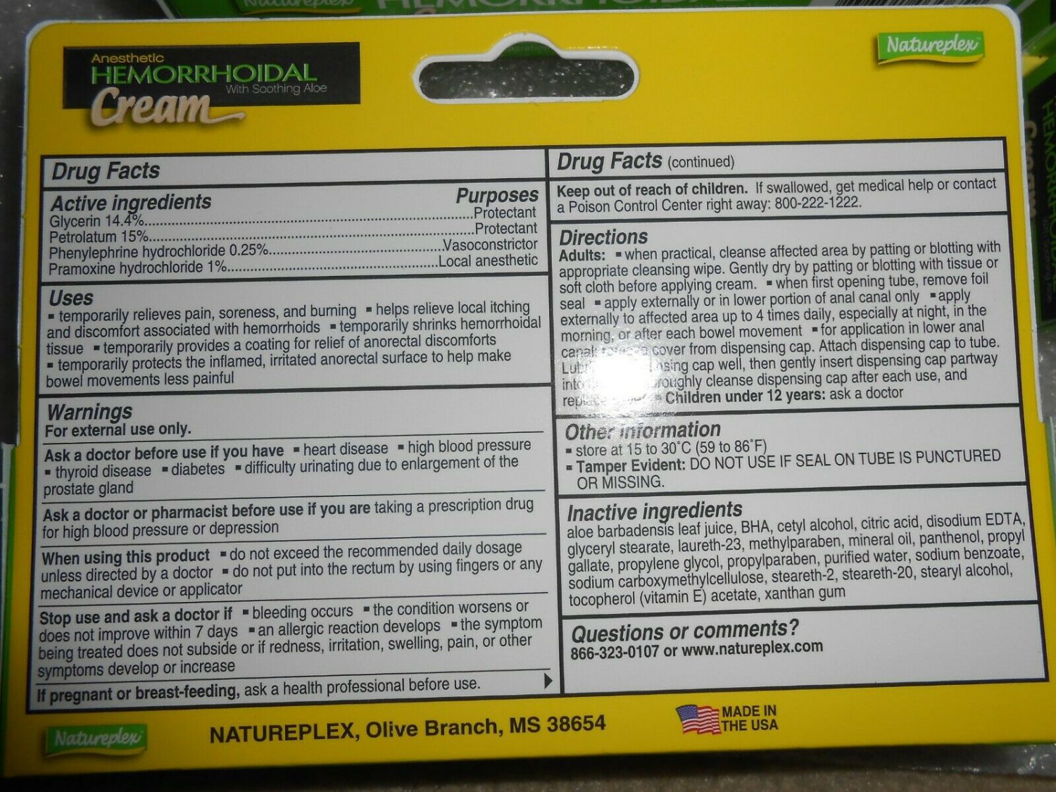 lot of 4 pack Natureplex Anesthetic Hemorrhoidal Cream With Aloe
