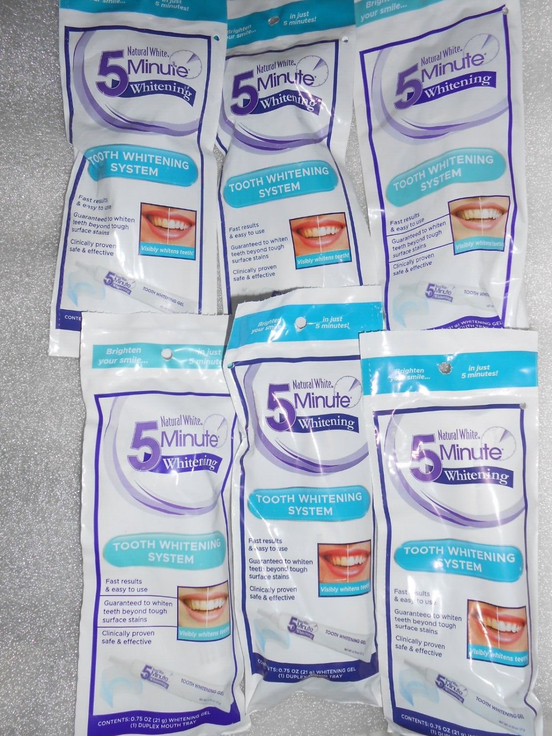lot of 6 pack Natural White 5 Minute Tooth Whitening System
