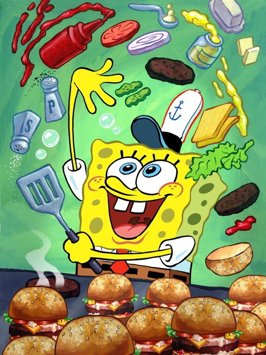 SpongeBob SquarePants Krabby Patty Hamburger Funny Art 32x24 Wall Print ...