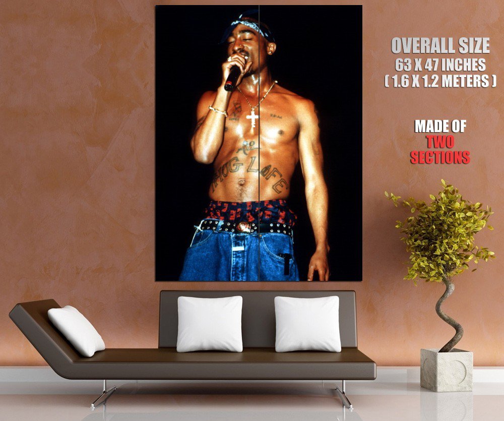 2Pac Live Concert Stage Microphone Tupac Shakur Rap GIANT Huge Print Poster