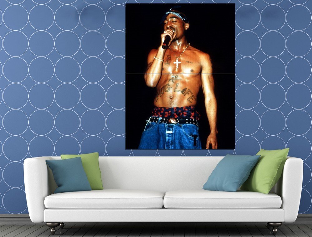 2Pac Live Concert Stage Microphone Tupac Shakur Rap HUGE 48x36 Print POSTER