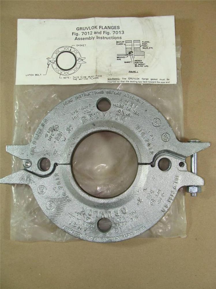 NEW GRUVLOK 7012 3" GALVANIZED DUCTILE IRON VIC GROOVE FLANGE ADAPTER ...