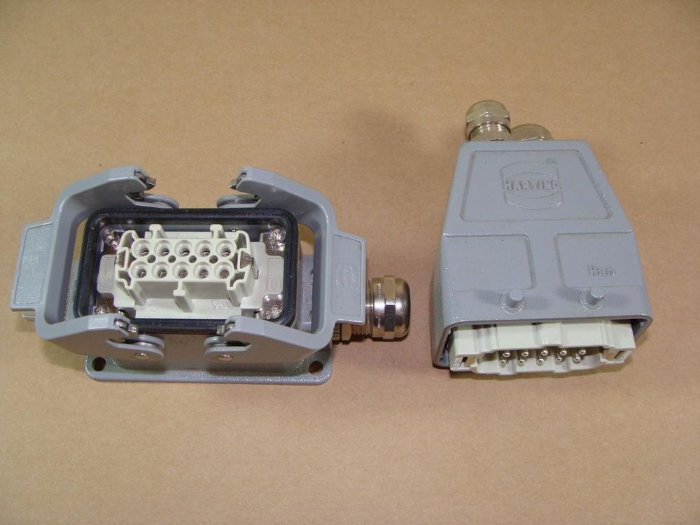 HARTING HAN-E-10F E-10P MALE & FEMALE 10 PIN SOCKET QUICK DISCONNECT ...