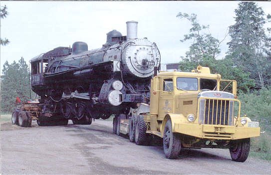 Union Pacific 4-6-2 steam locomotive #3206 on a tow truck postcard ...