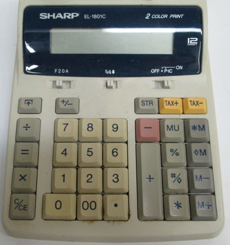 SHARP EL-1801C 12 Digit 2 Color Calculator Printer Tested