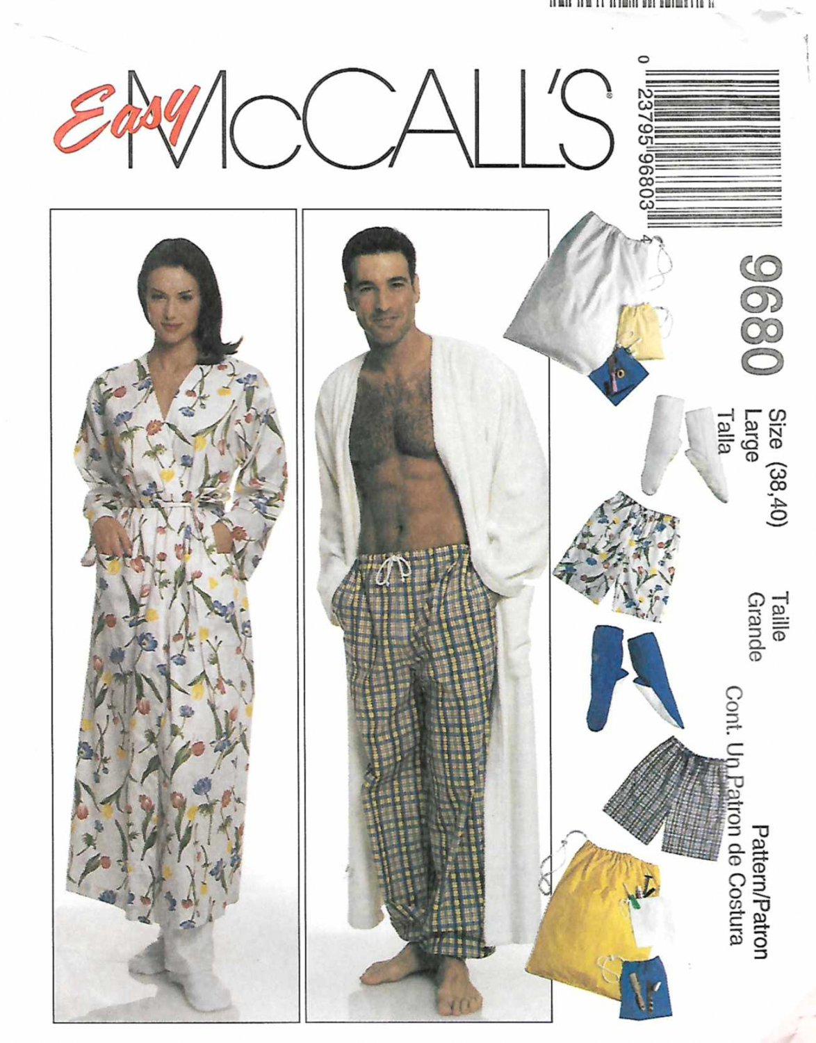 Mccalls Sewing Pattern M9680 9680 Mens Misses Size 38 40 Easy Wrap