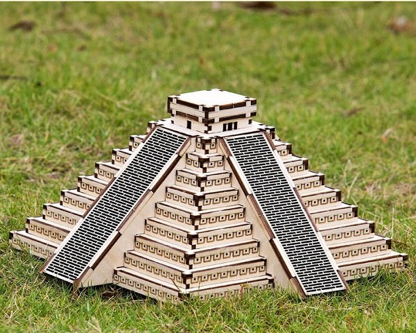 DIY 3D Solar Wooden Puzzle for Pyramid of Maya Mayan Pyramids Toy Model