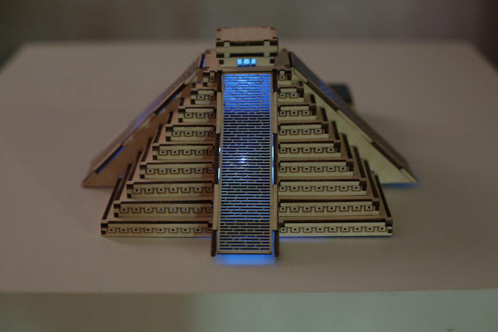 DIY 3D Solar Wooden Puzzle for Pyramid of Maya Mayan Pyramids Toy Model