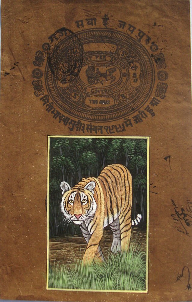 Royal Tiger Animal Painting India ethnic Traditional Art Handmade Wild ...